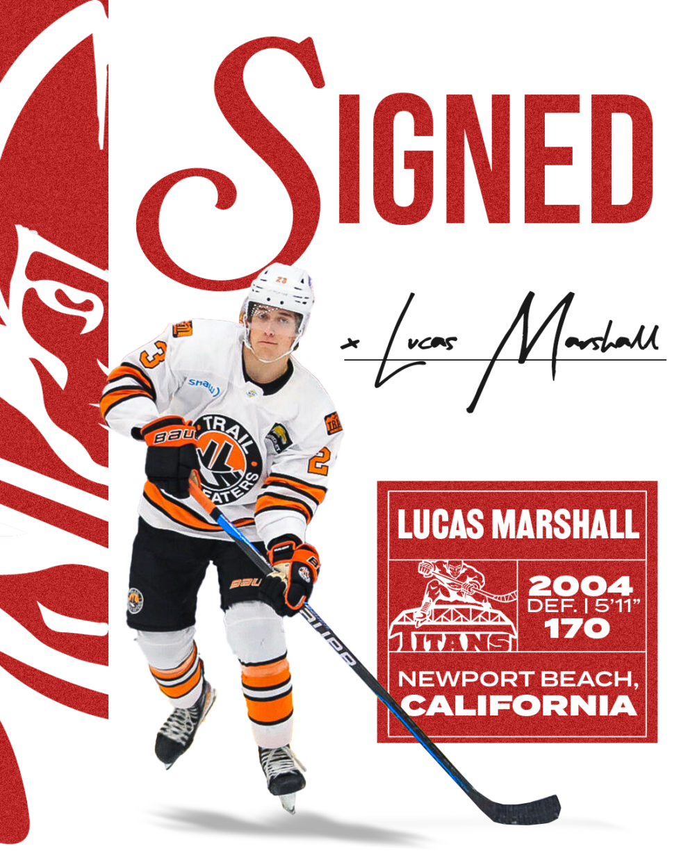 New Jersey Sign Defenseman Lucas Marshall - NEW JERSEY TITANS